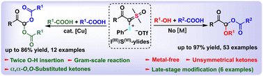 Metal-free cascade O–H double insertion between I(III)/S(VI)-ylides ...