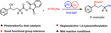 Photoredox/Cu dual catalyzed 1,4-cyanosulfonylation enabled by remote ...