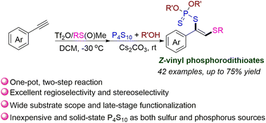 Sulfonium salt-mediated phosphorodithioation of alkynes with P4S10 and ...