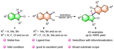 Direct C–H fluorination/heteroarylation of oxindoles with quinoxalin-2 ...
