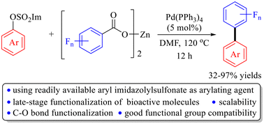 Pd-catalyzed decarboxylative coupling of zinc polyfluorobenzoate with ...