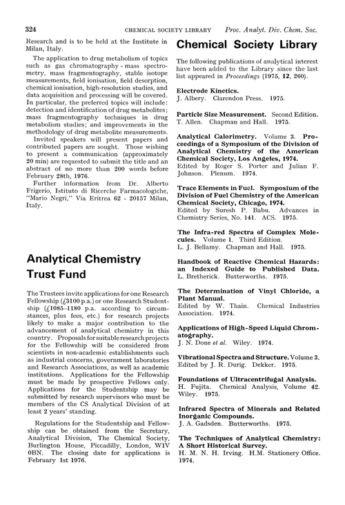 Chemical Society Library - Proceedings of the Analytical Division of ...