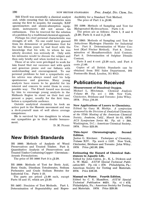 New British Standards - Proceedings of the Analytical Division of the ...