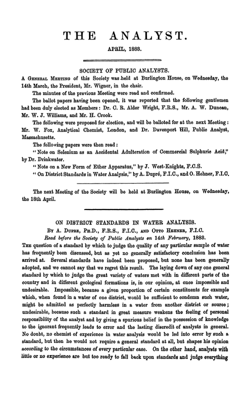 Society of Public Analysts - Analyst (RSC Publishing)