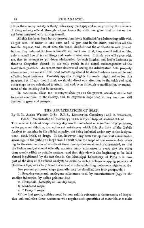 The adulterations of soap - Analyst (RSC Publishing)