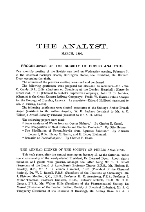 Proceedings of the Society of Public Analysts - Analyst (RSC Publishing)