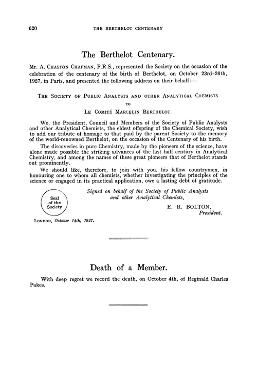 The Berthelot centenary - Analyst (RSC Publishing)