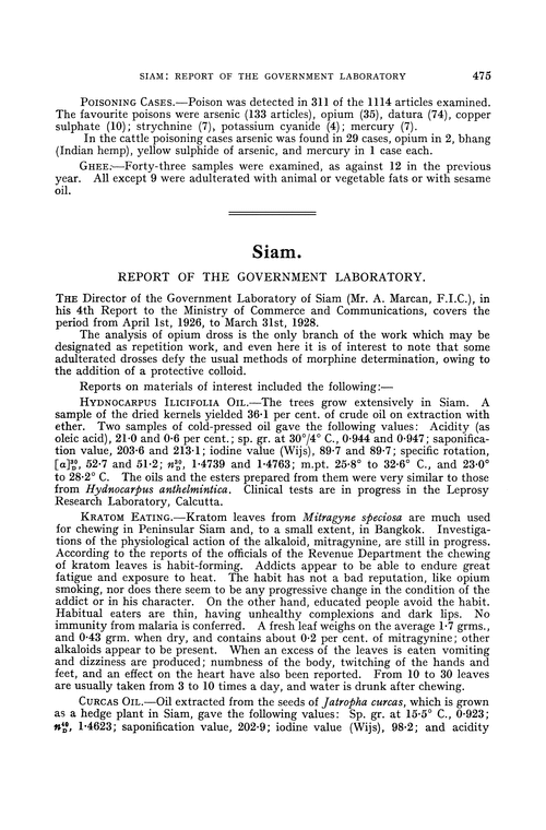 Siam. Report of the Government Laboratory - Analyst (RSC Publishing)