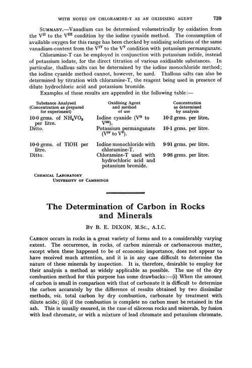 The determination of carbon in rocks and minerals - Analyst (RSC ...