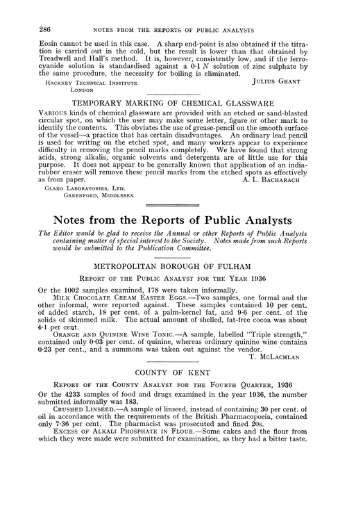 Notes from the Reports of Public Analysts - Analyst (RSC Publishing)