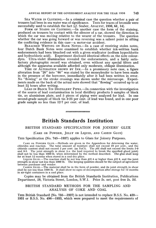 British Standards Institution - Analyst (RSC Publishing)