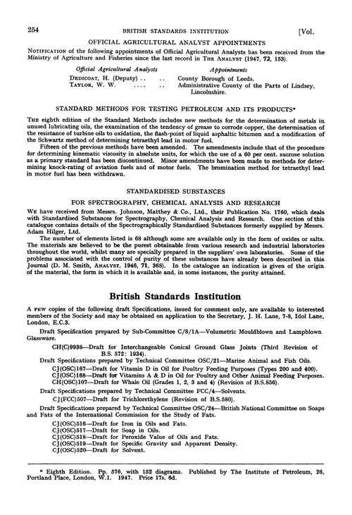 British Standards Institution - Analyst (RSC Publishing)