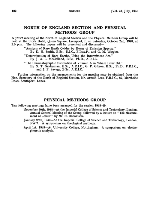 North of England Section and Physical Methods Group - Analyst (RSC ...