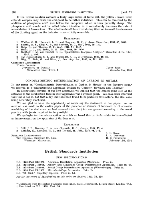 British Standards Institution. New specifications - Analyst (RSC ...