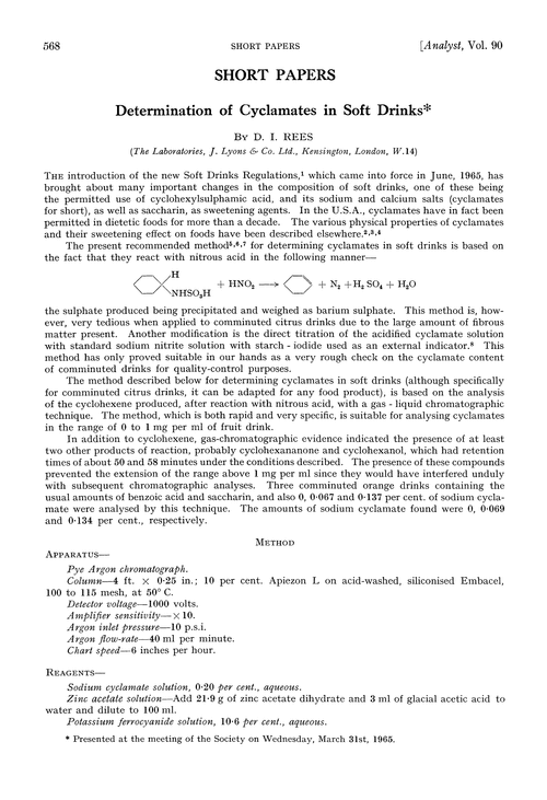 Determination of cyclamates in soft drinks - Analyst (RSC Publishing)