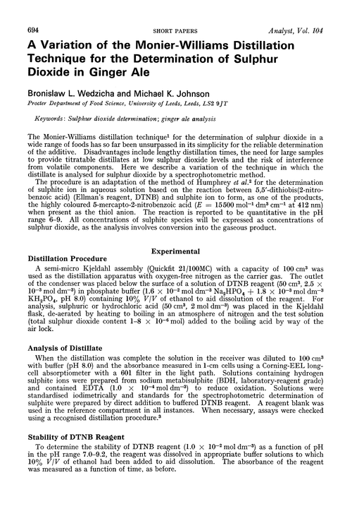A variation of the Monier-Williams distillation technique for the ...