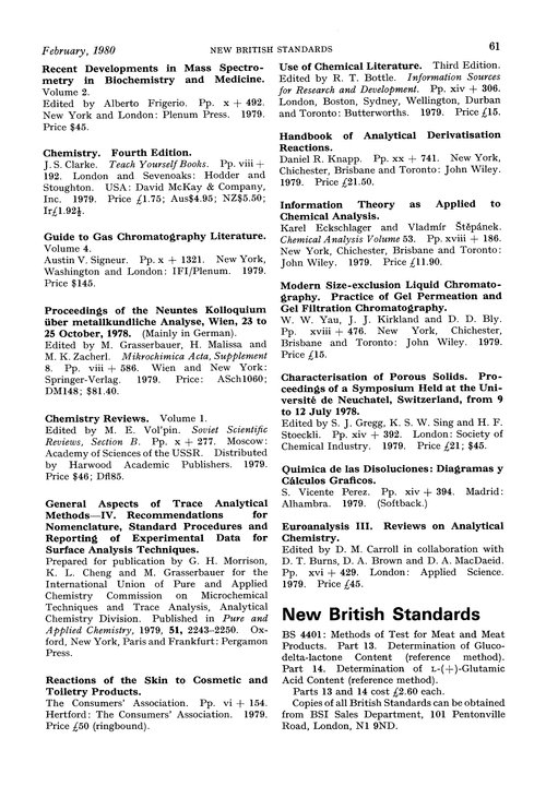 New British Standards - Analytical Proceedings (RSC Publishing)