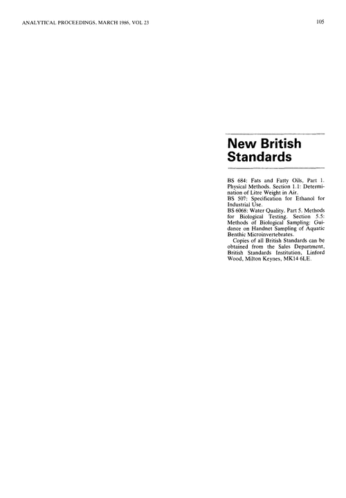 New British Standards - Analytical Proceedings (RSC Publishing)
