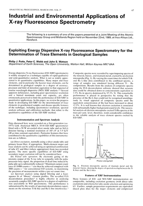 Industrial and environmental applications of X-ray fluorescence spectrometry. Exploiting energy ...