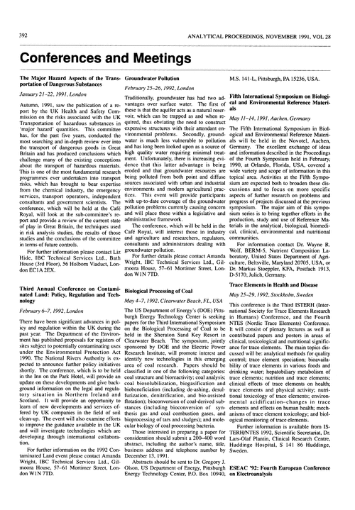 Conferences and meetings - Analytical Proceedings (RSC Publishing)