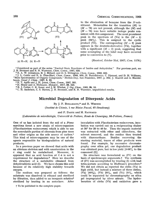 Microbial degradation of diterpenic acids - Chemical Communications ...