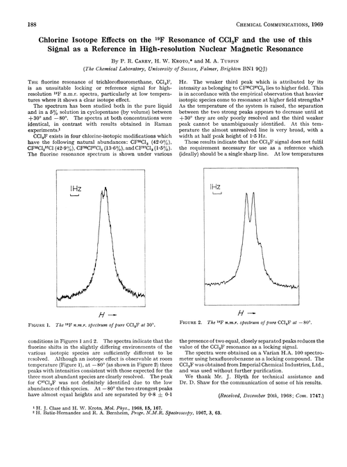 Chlorine isotope effects on the 19F resonance of CCl3F and the use of ...