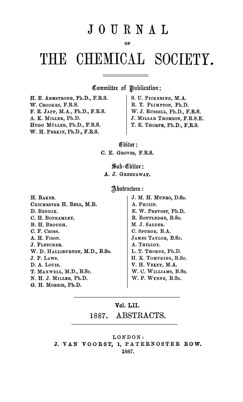 Contents pages - Journal of the Chemical Society, Abstracts (RSC ...