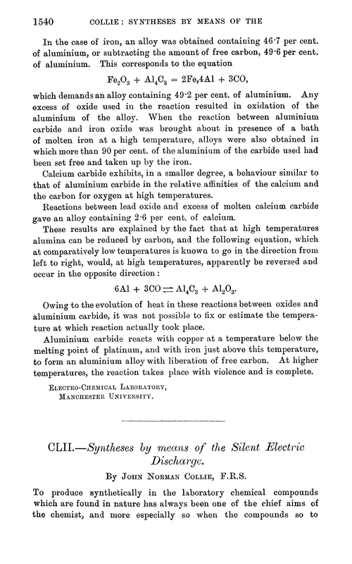 CLII.—Syntheses by means of the silent electric discharge - Journal of ...