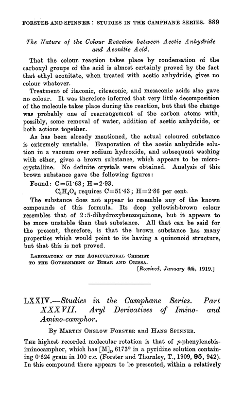 LXXIV.—Studies in the camphane series. Part XXXVII. Aryl derivatives of ...