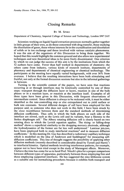 Closing remarks - Faraday Discussions of the Chemical Society (RSC ...