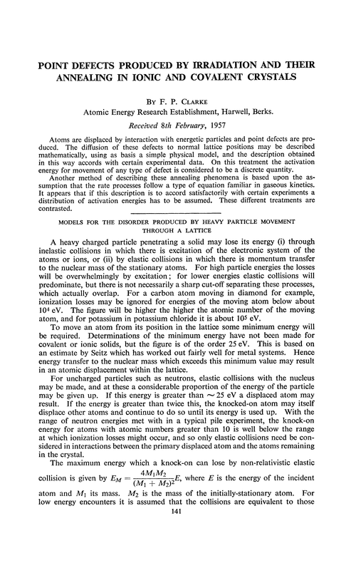 Point defects produced by irradiation and their annealing in ionic and ...