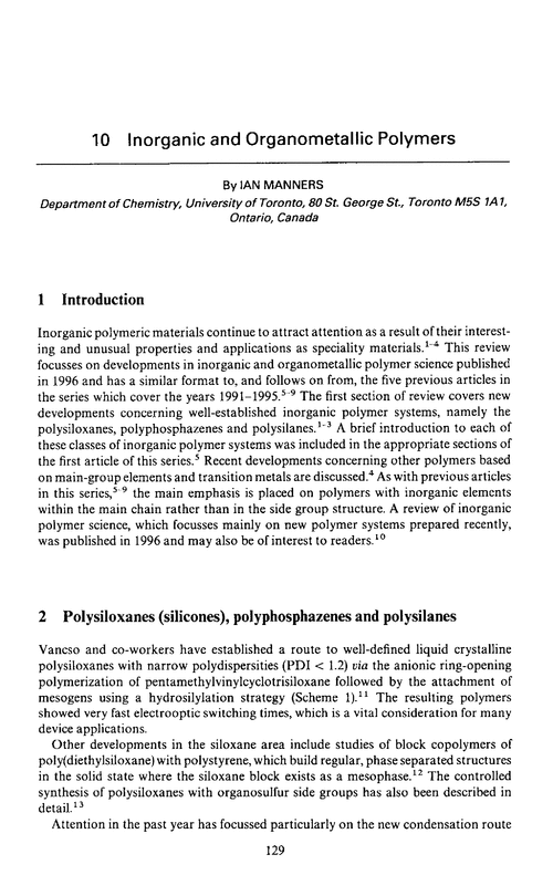 Chapter 10. Inorganic and organometallic polymers - Annual Reports ...