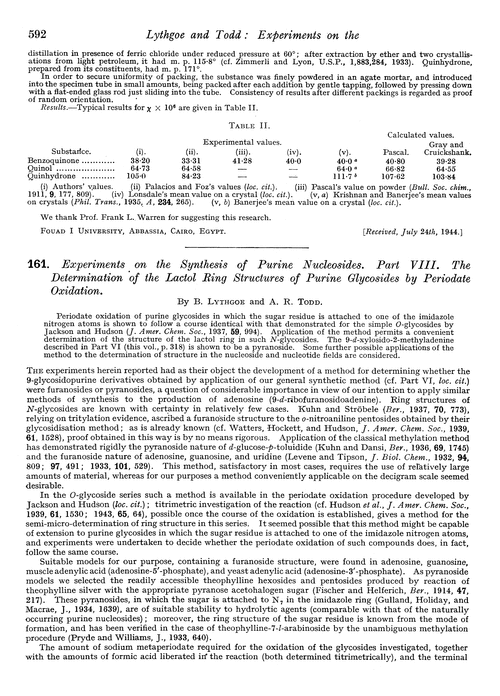 161. Experiments on the synthesis of purine nucleosides. Part VIII. The ...