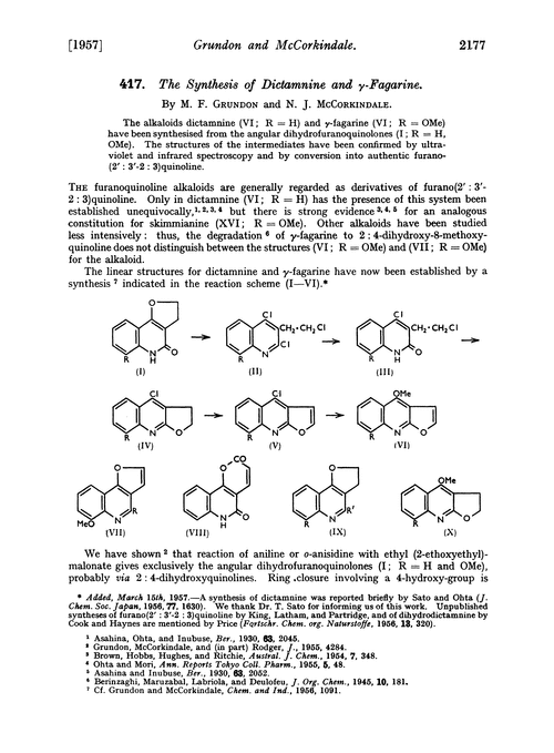 417. The synthesis of dictamnine and γ-fagarine - Journal of the ...