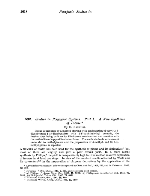 532. Studies in polycyclic systems. Part I. A new synthesis of picene ...