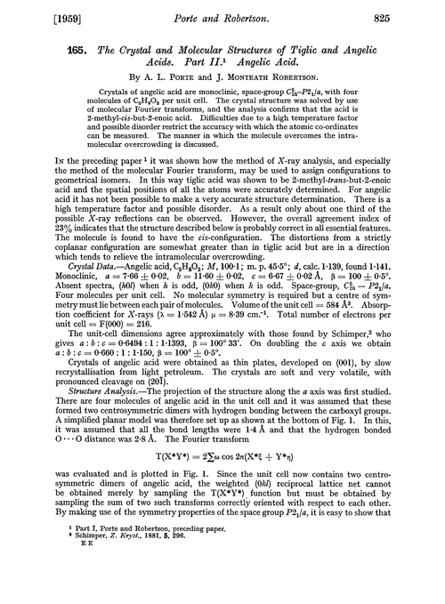 165. The crystal and molecular structures of tiglic and angelic acids ...