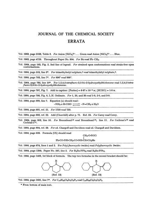 Errata - Journal of the Chemical Society (Resumed) (RSC Publishing)