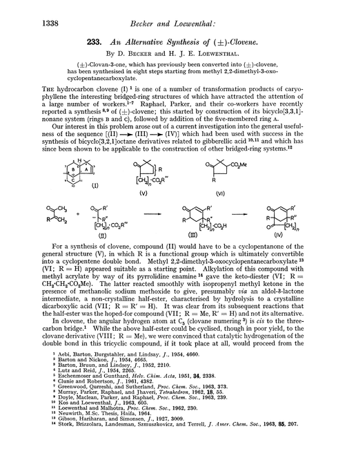 233. An alternative synthesis of (±)-clovene - Journal of the Chemical ...