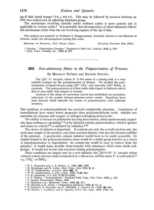 260. Non-stationary states in the polymerization of trioxan - Journal ...