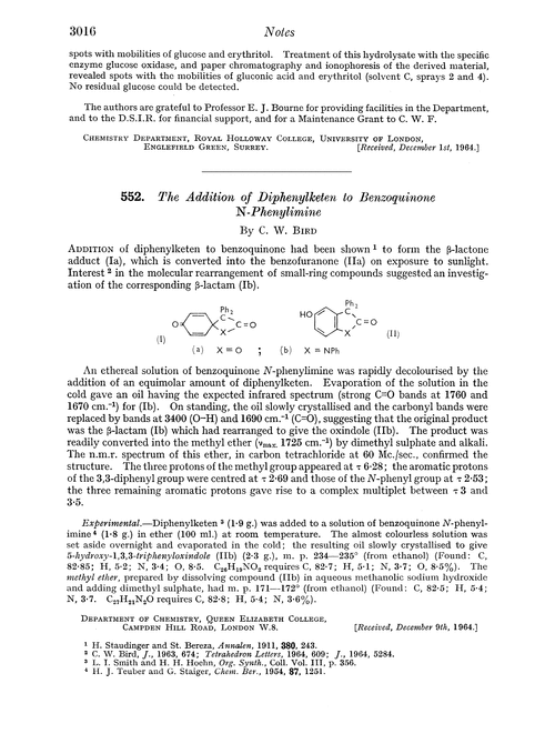 552. The addition of diphenylketen to benzoquinone N-phenylimine ...