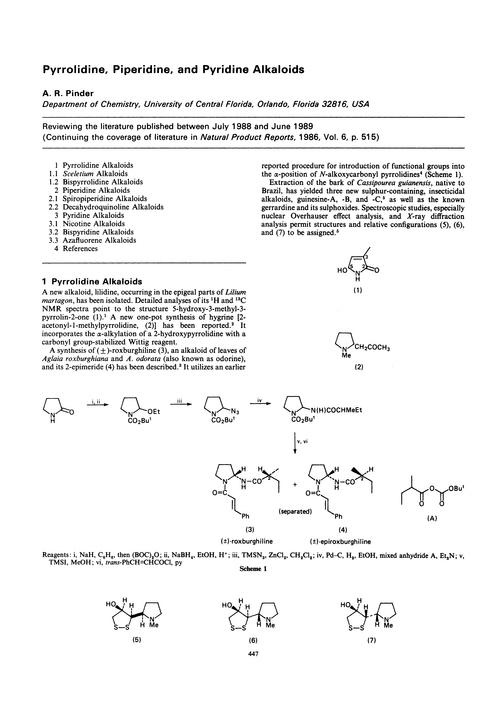 Pyrrolidine, piperidine, and pyridine alkaloids - Natural Product ...