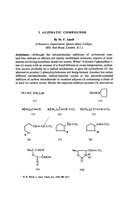 Chapter 7. Aliphatic compounds - Annual Reports Section "B" (Organic ...