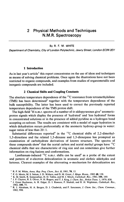 Chapter 2. Physical methods and techniques. N.M.R. spectroscopy ...