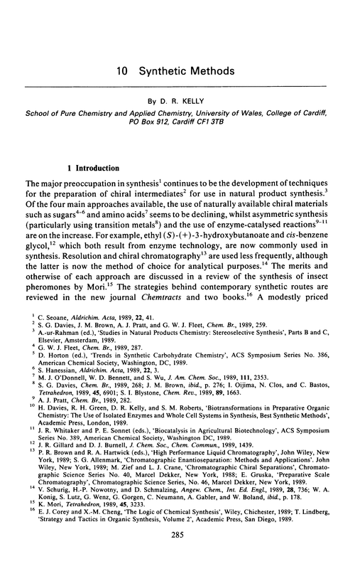 Chapter 10. Synthetic methods - Annual Reports Section "B" (Organic ...