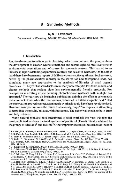 Chapter 9. Synthetic methods - Annual Reports Section "B" (Organic ...