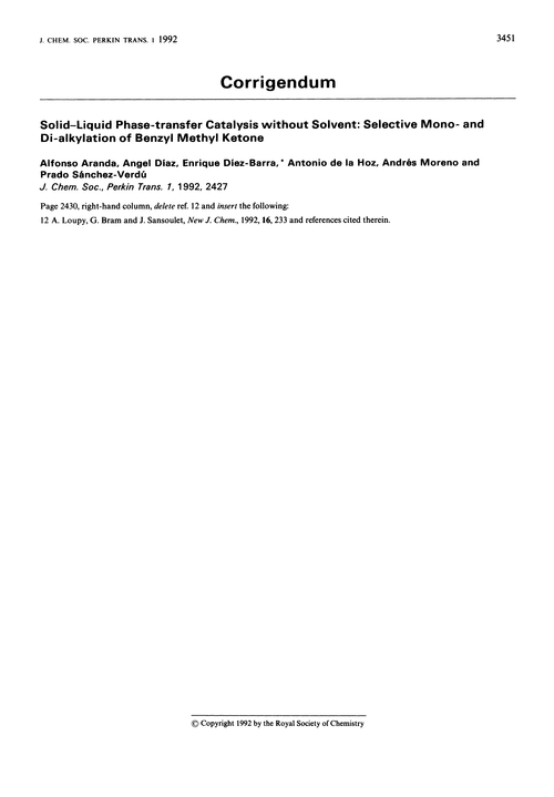 Corrigendum - Journal of the Chemical Society, Perkin Transactions 1 ...