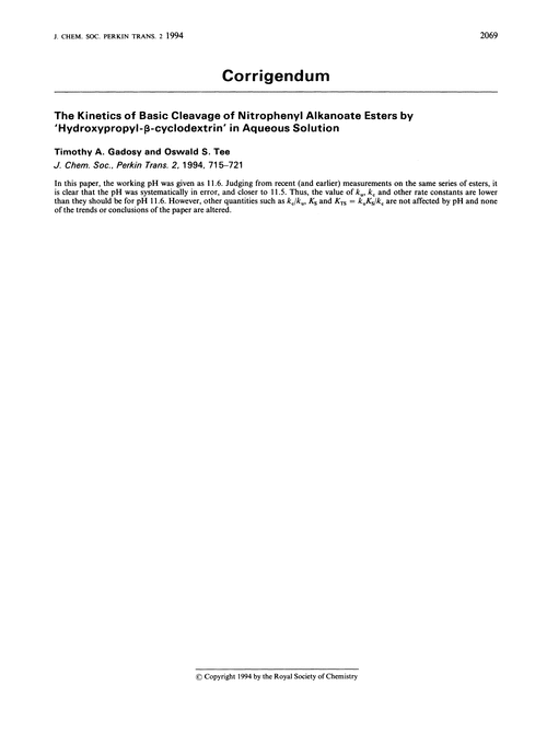 Corrigendum - Journal of the Chemical Society, Perkin Transactions 2 ...