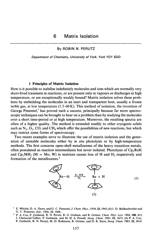 Chapter 6. Matrix isolation - Annual Reports Section "C" (Physical ...