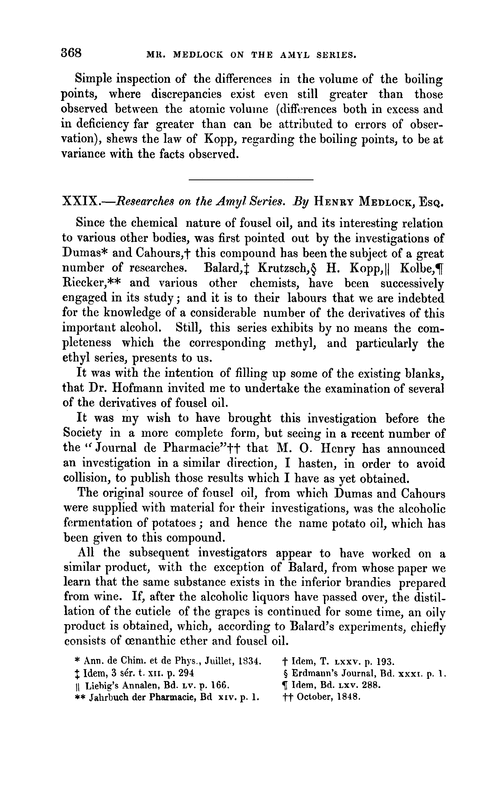 XXIX.—Researches on the amyl series - Quarterly Journal of the Chemical ...