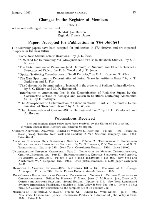 Papers accepted for publication in The Analyst - Proceedings of the ...